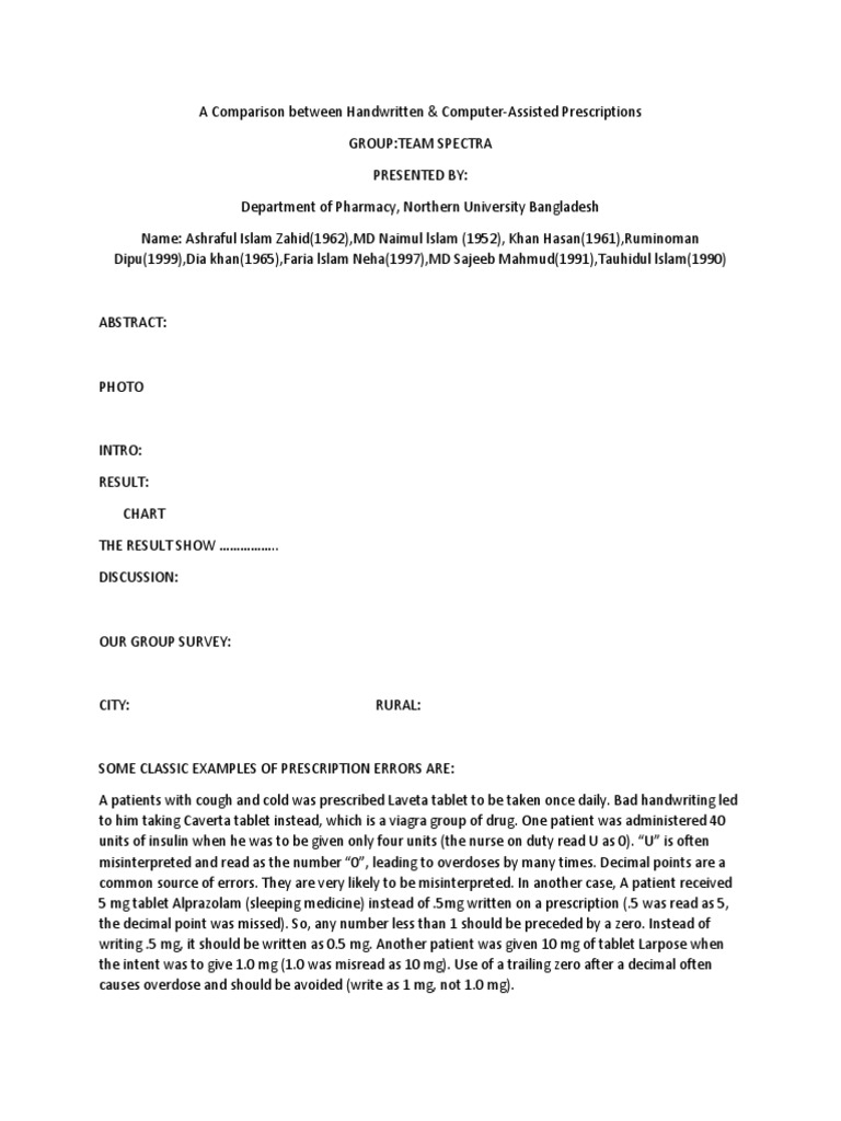 A Comparison of Handwritten-1 | PDF | Medical Prescription | Medical Specialties