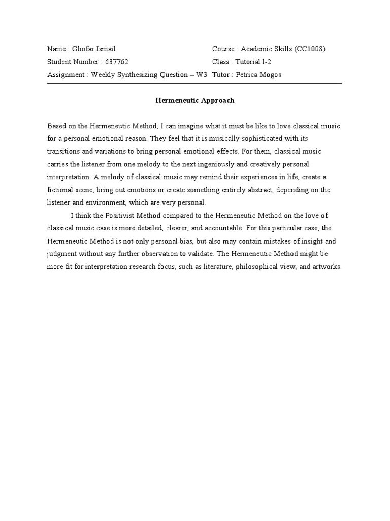 Assignment - W3 Synthesizing Question - Ghofar Ismail | PDF