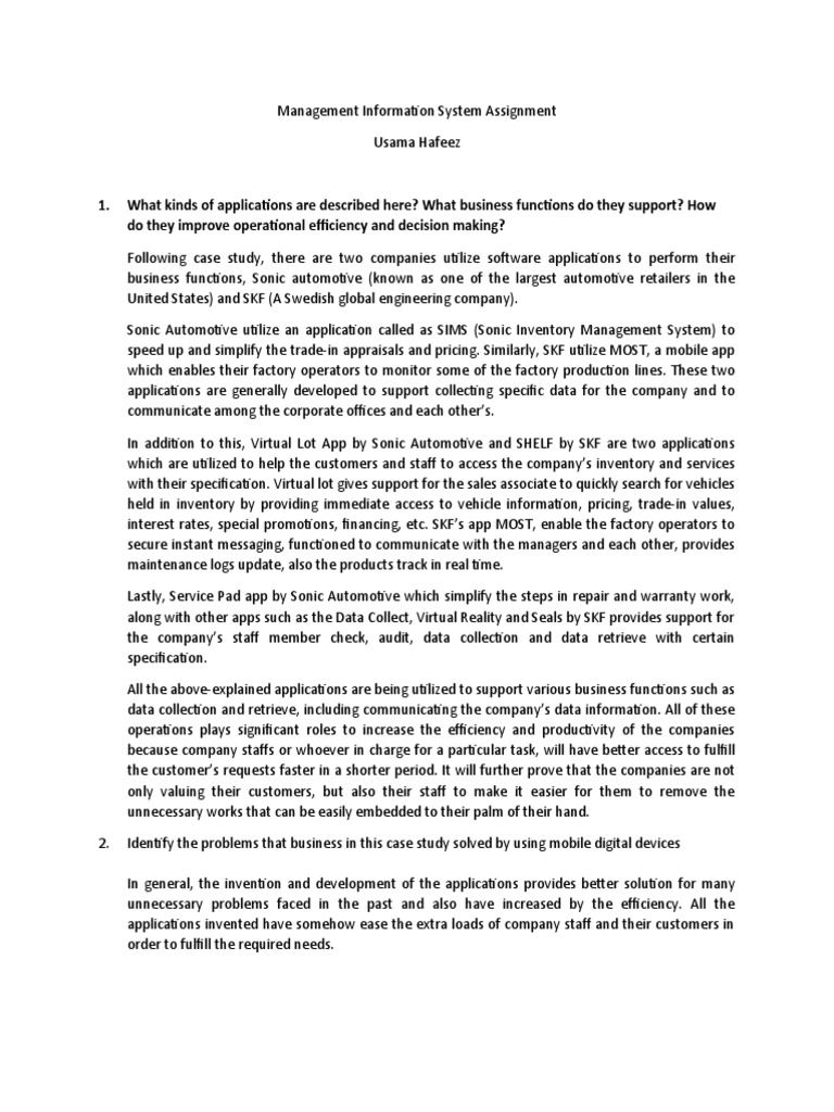 Management Information System Assignment USAMA | PDF | I Phone | Mobile App
