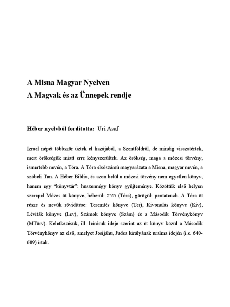 A Misna Magyar Nyelven UA | PDF