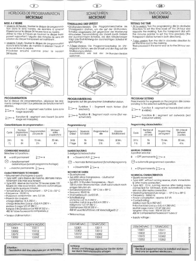 Flash Micromat Timers 13301 13302 | PDF