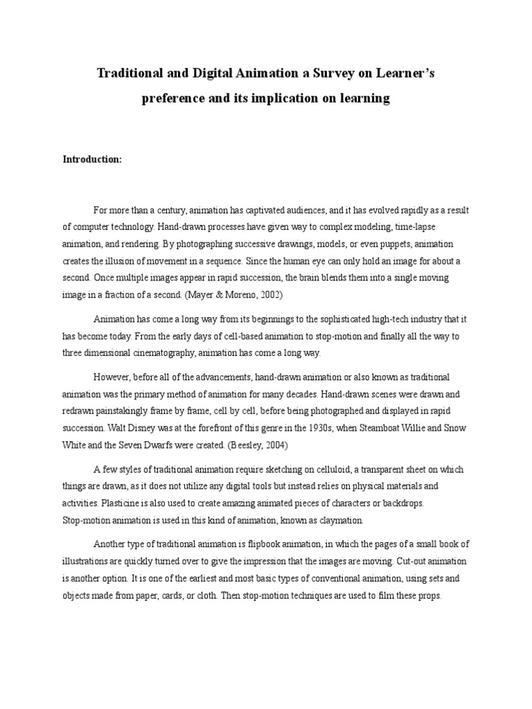 Edited - Traditional and Digital Animation A Survey On Learners ...
