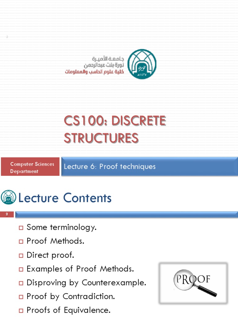 Lecture 6 Proof Techniques Updated Pdf Pdf Mathematical Proof