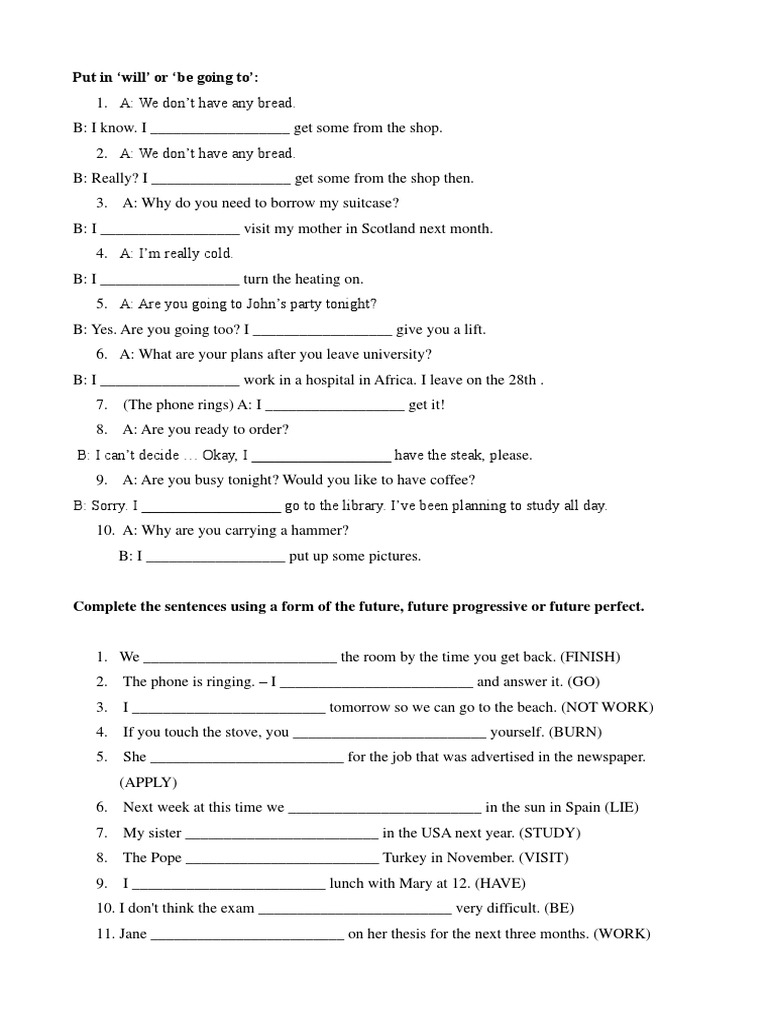 Future Tenses Gap Filling | PDF