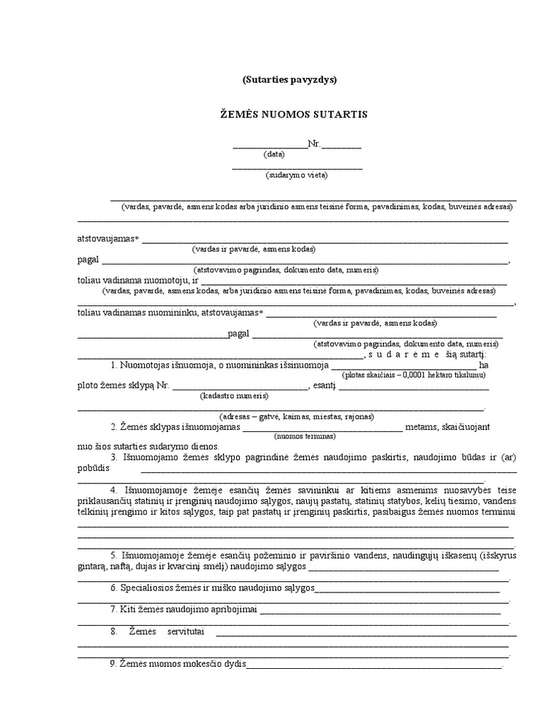 Sutarties Šablonas | PDF