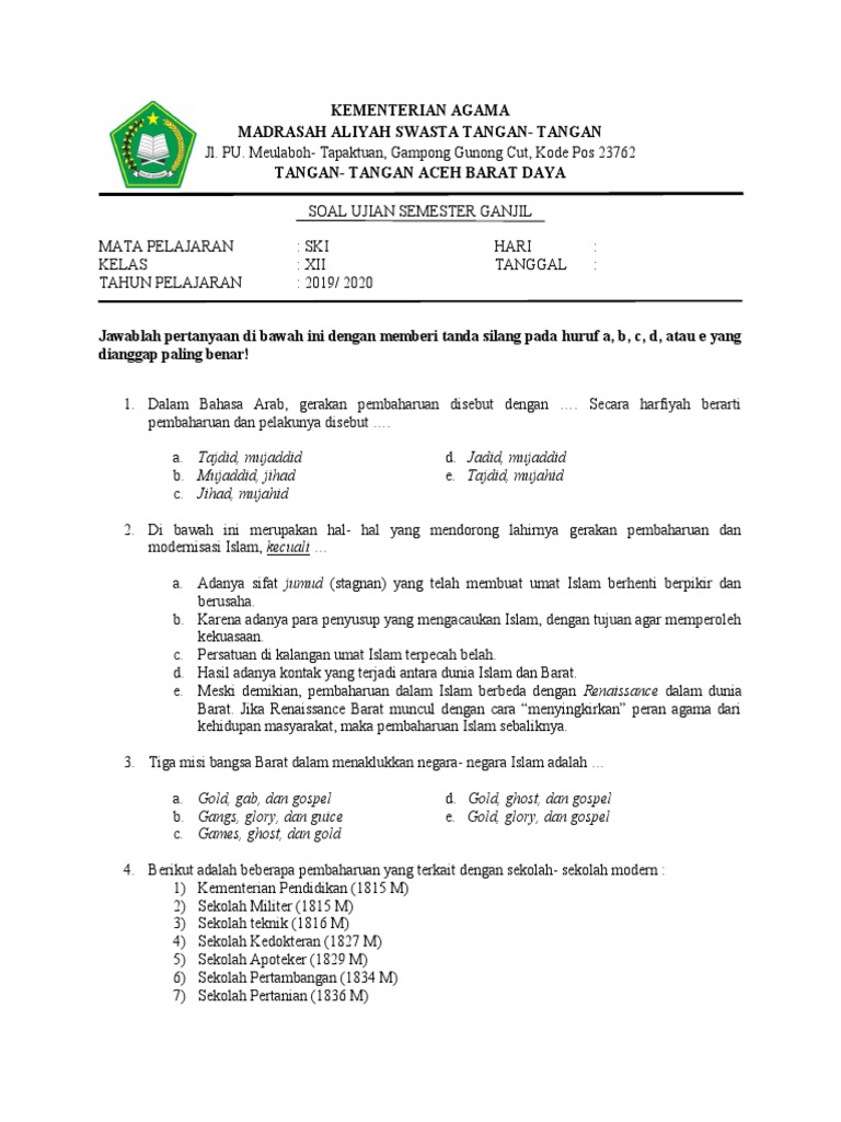 Soal SKI Kelas XII | PDF