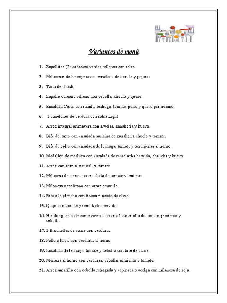 Variantes de Menú | PDF | Deportes y recreación