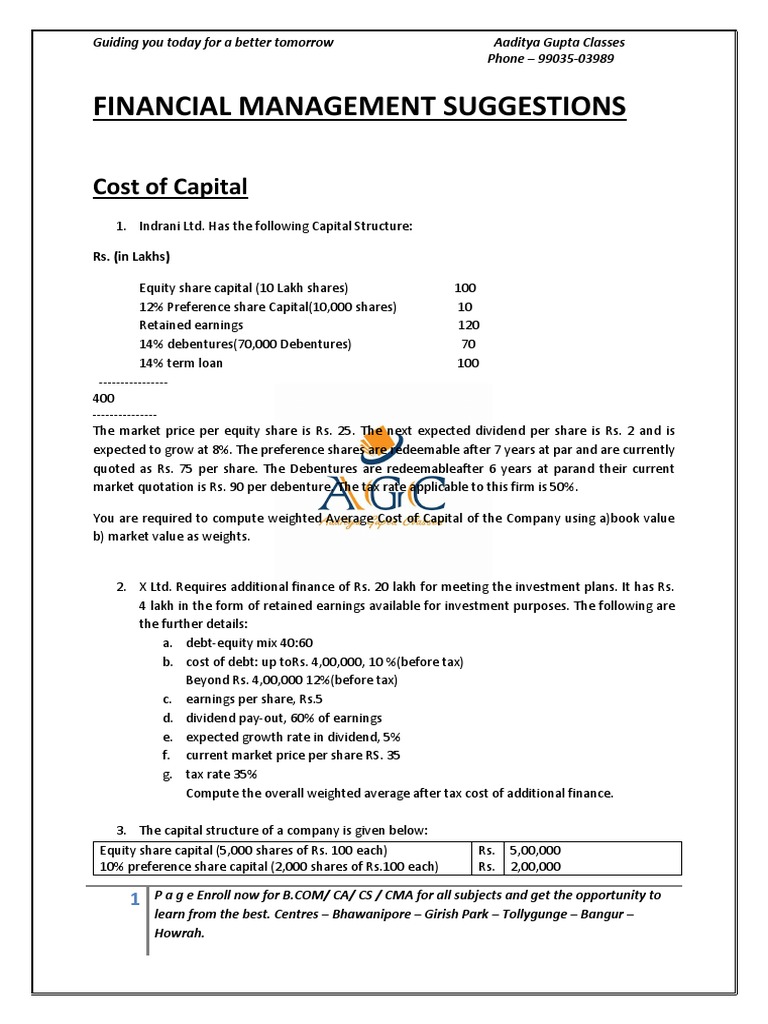 Financial Management Suggestions | PDF | Capital Structure | Depreciation