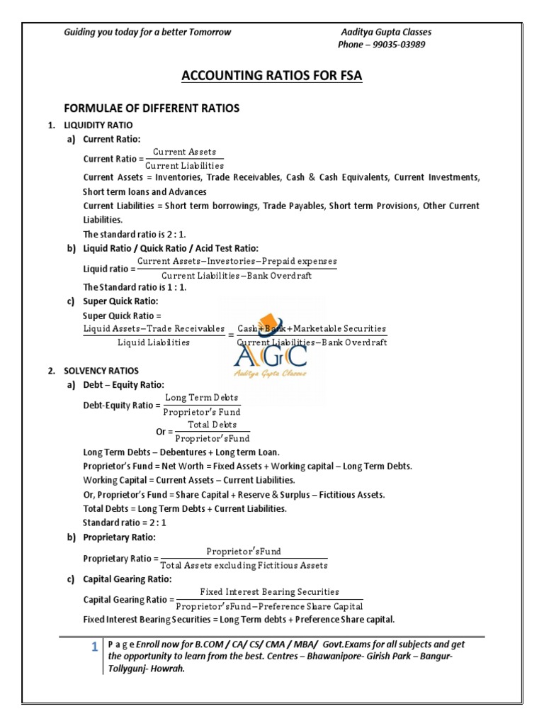 Accounting Ratios For FSA | PDF | Dividend | Net Income