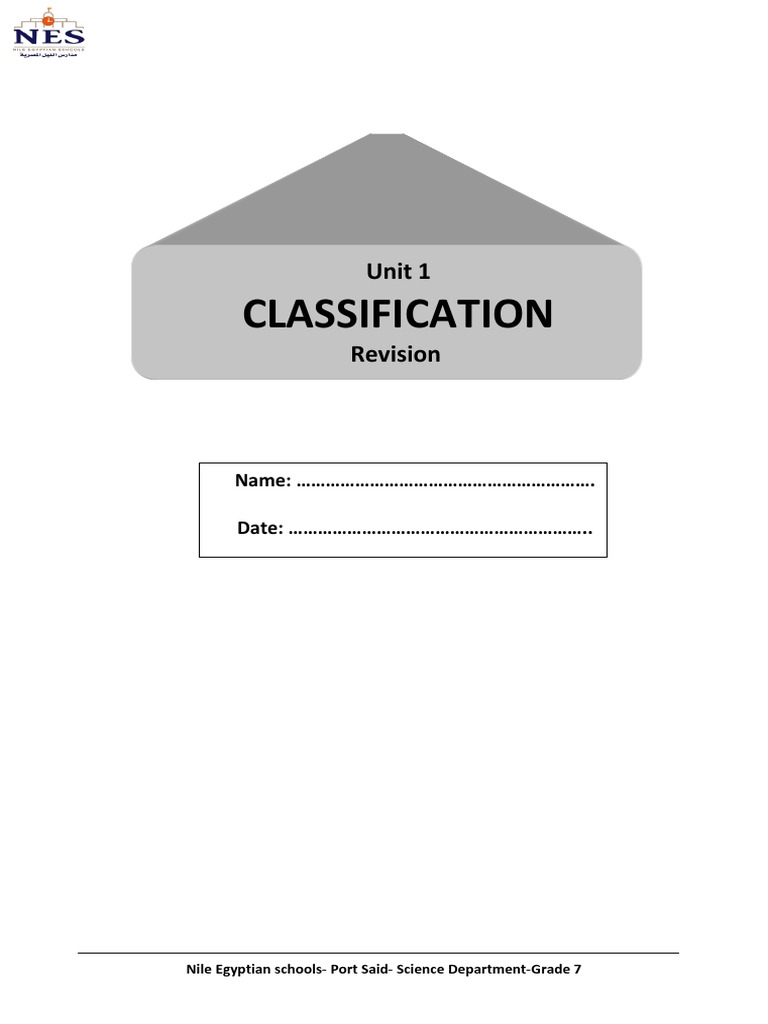 Unit 1-Classification - Revision - Answers-1 | PDF