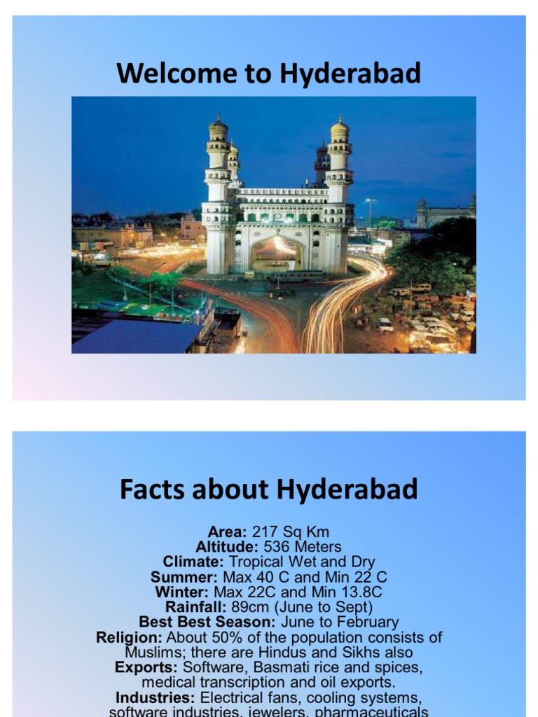 Welcome to Hyderabad: A Brief Overview | PDF | Languages | Religion And ...