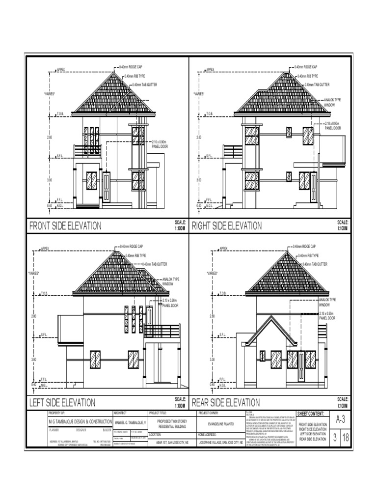Front Side Elevation Right Side Elevation: Scale: 1:100M Scale: 1:100M | PDF | Queensland ...