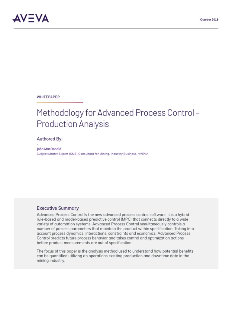 WhitePaper AVEVA MethodologyforAdvancedProcessControl 10-19 | PDF ...