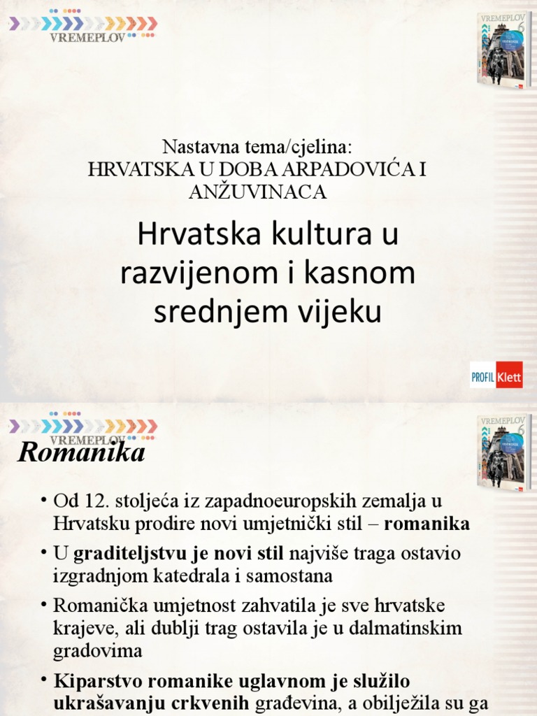 Hrvatska Kultura U Razvijenom I Kasnom Srednjem Vijeku | PDF