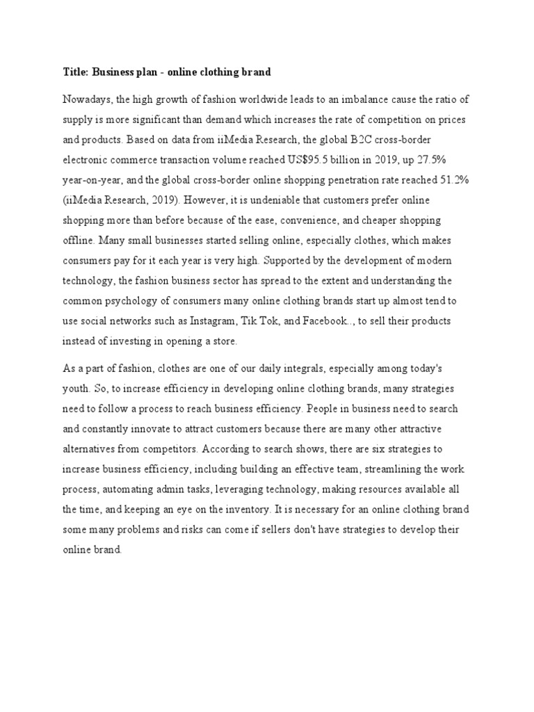 The Introduction Of Online Clothing Brand Download Free Pdf Online