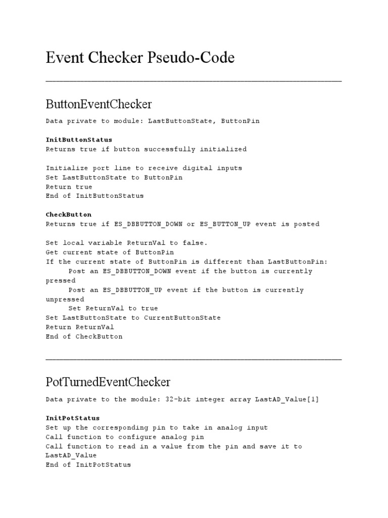 Event Checker Pseudo-Code | PDF