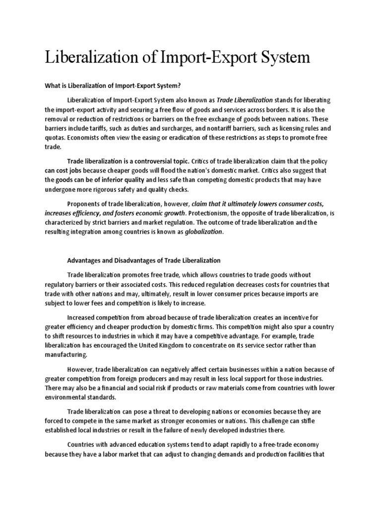 Understanding Import Liberalization | PDF | Free Trade | International ...
