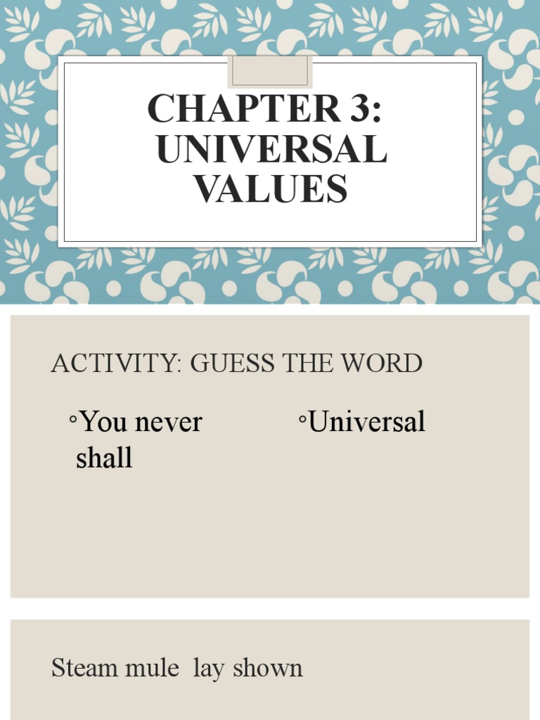 Universal Values | PDF | Hedonism | Traditions