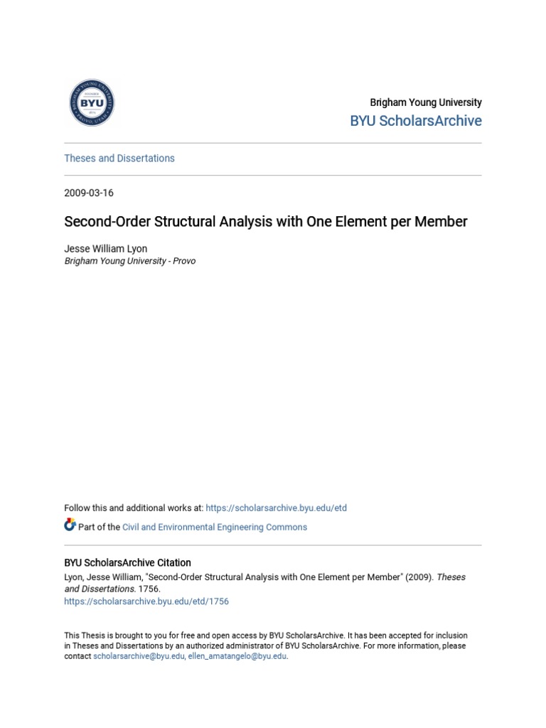 Second Order Structural Analysis With One Element Per Member Pdf Matrix Mathematics