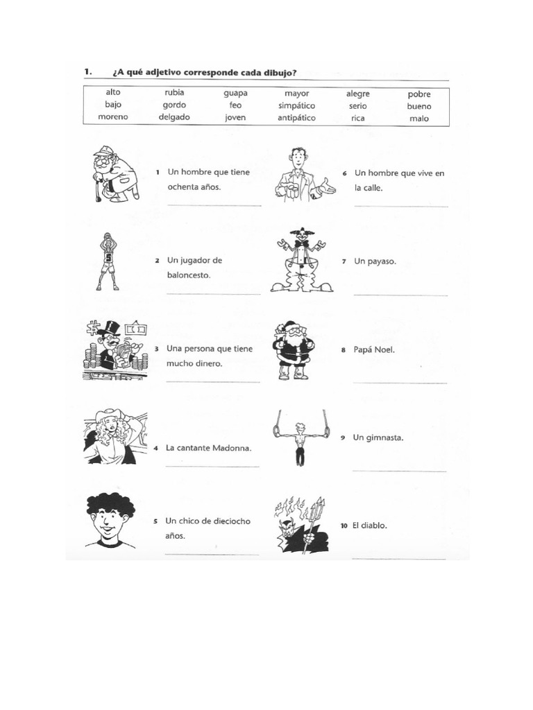 Ejercicio Español A1 | PDF