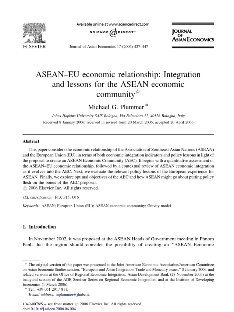 Asean, Eu | PDF | Asean Free Trade Area | Association Of Southeast ...