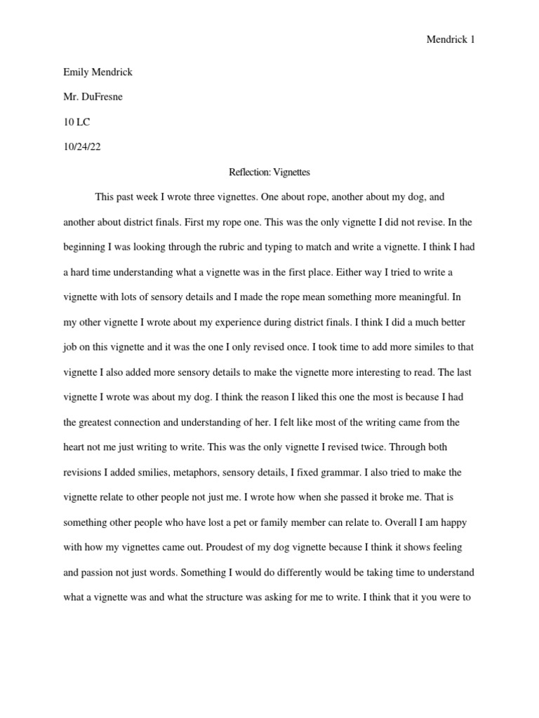 Reflection Vignettes | PDF