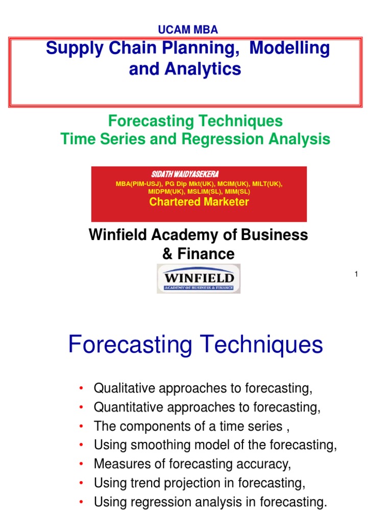 2 Forecasting Techniques Time Series Regression Analysis | PDF | Mean ...
