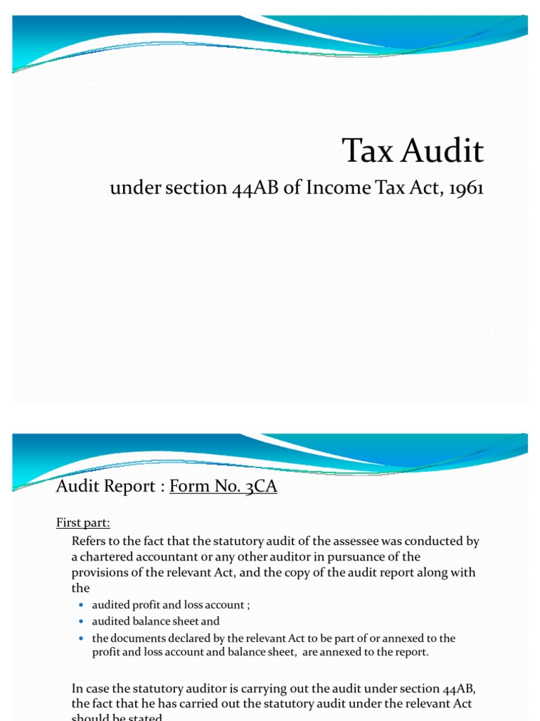 Tax Audit - Sec.44ab | PDF | Depreciation | Expense