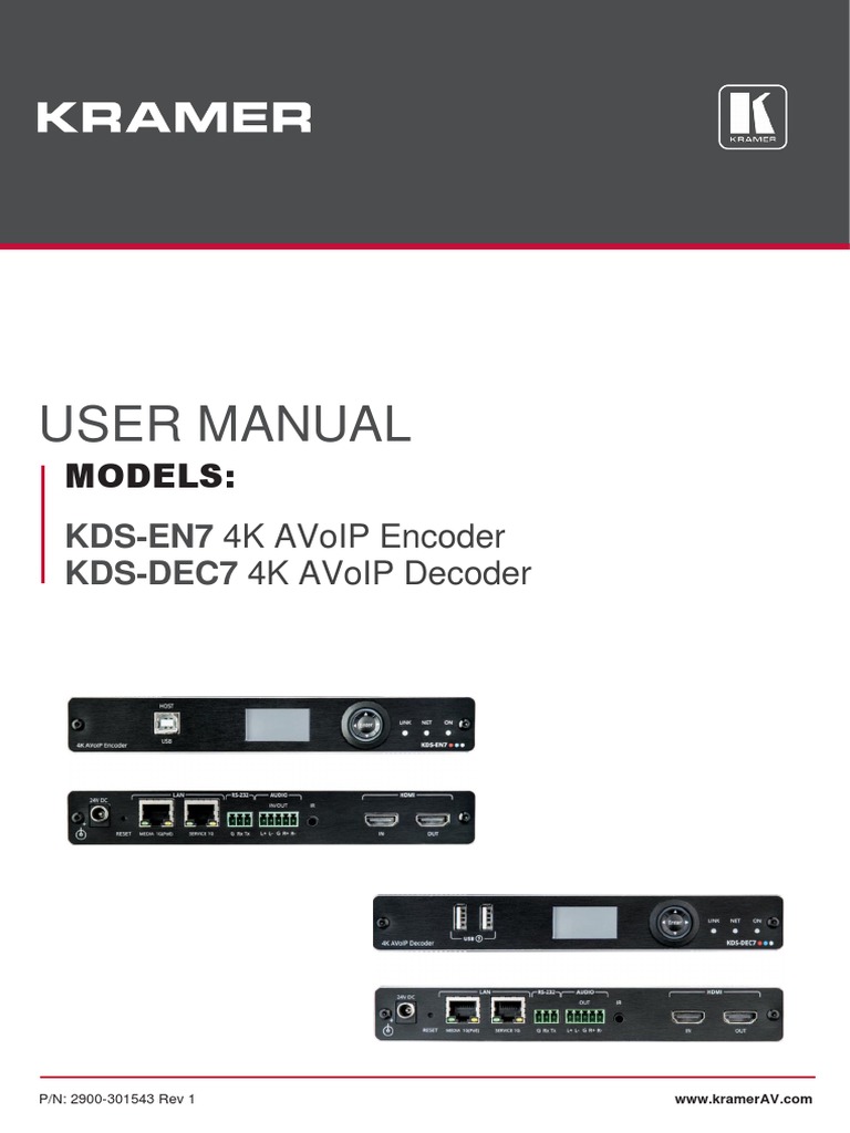 Kramer Kds En7 Kds Dec7 Um 1 | PDF | Ip Address | Hdmi