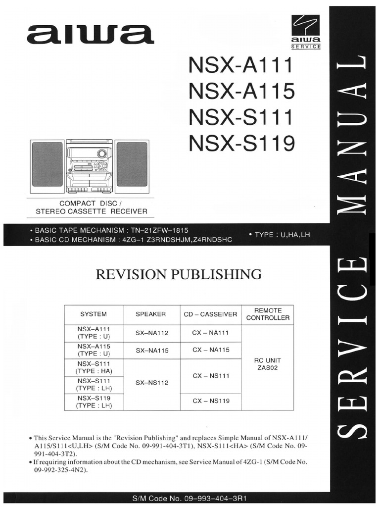 Som+Aiwa+NSX-A111,+S111,+S119 23486 | PDF