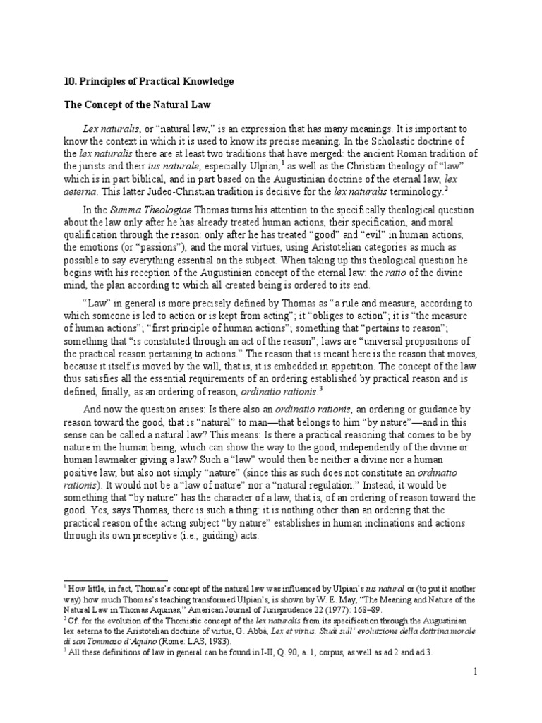 10 Principles of Practical Knowledge | PDF | Natural Law | Reason