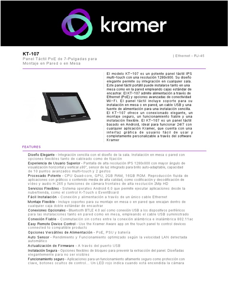 KRAMER KT-107 Datasheet | PDF | USB | Software de la aplicacion