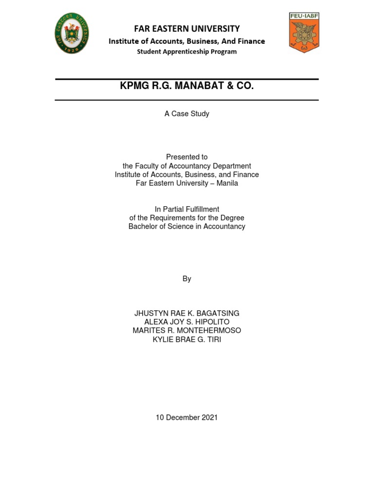 KPMG Case Study: Internship Experience | PDF | Taxes | Audit