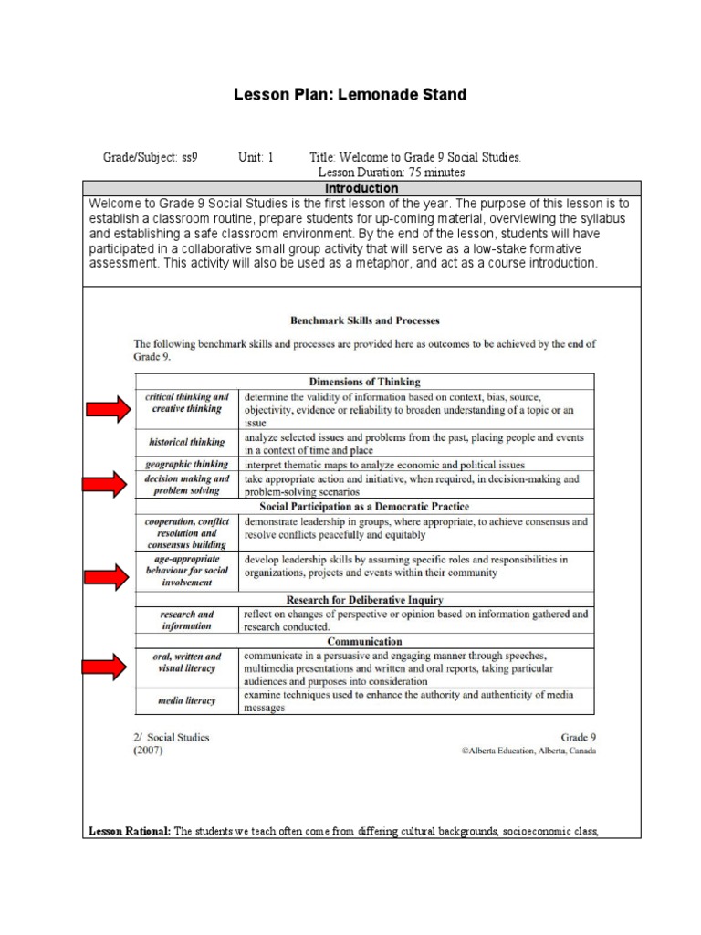 Lesson Plan 1 - Welcome To Grade 9 | PDF | Teachers | Lesson Plan