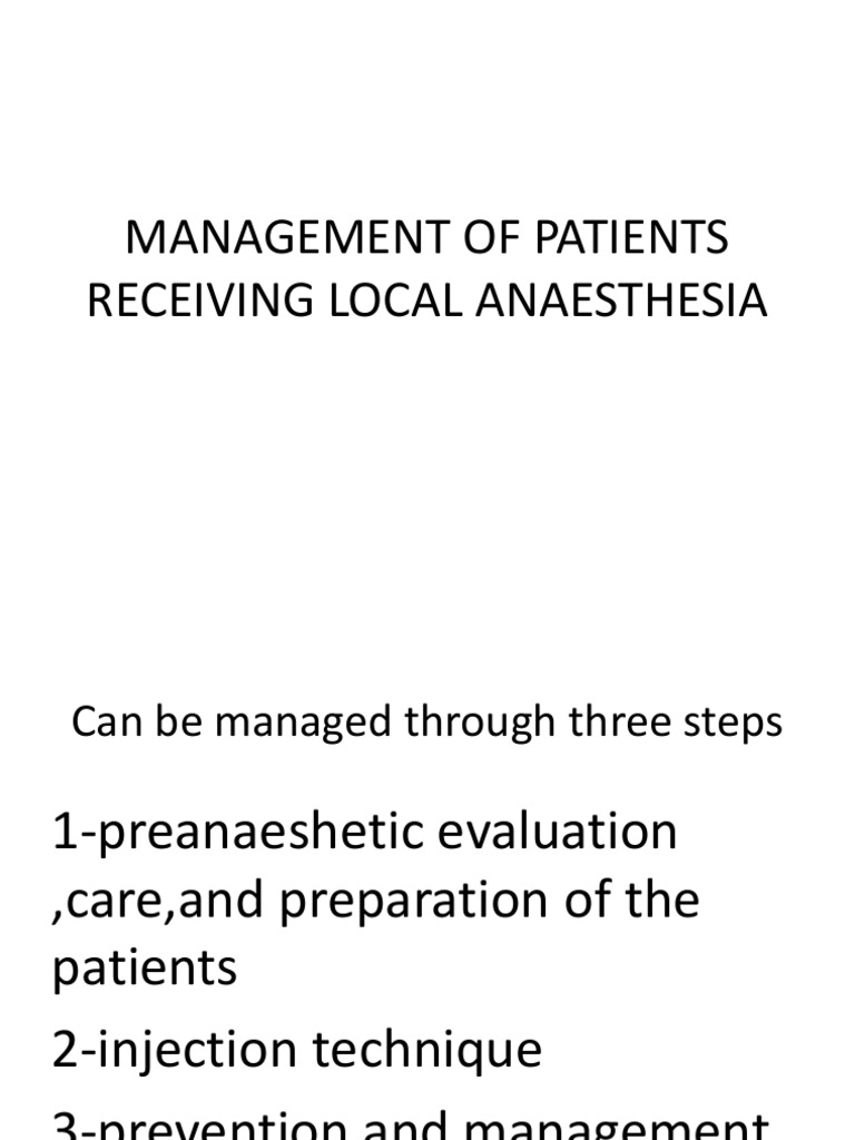 Management of Patients Receiving Local Anaesthesia 2021 | PDF ...