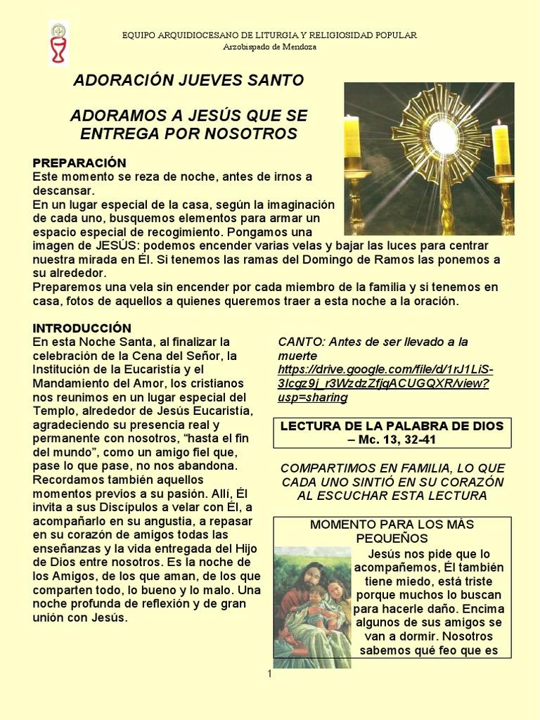 Adoración Familiar Jueves Santo | PDF | eucaristía | Oración