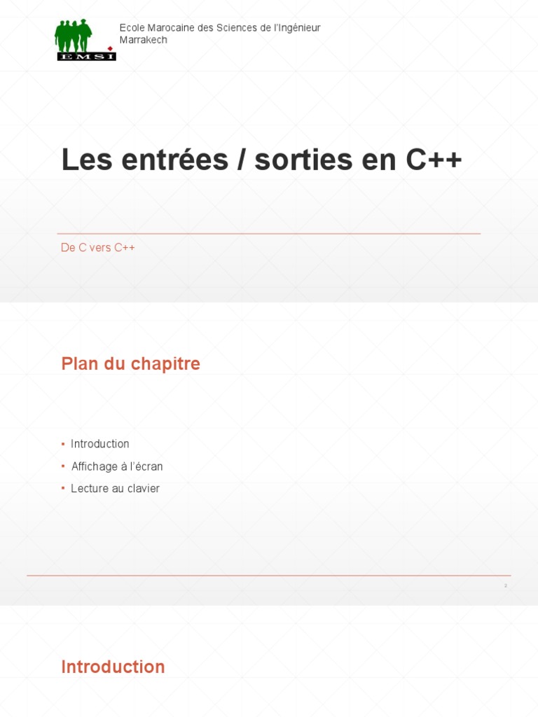 1 - Les Entrées, Sorties C++ | PDF | C ++ | Compilateur