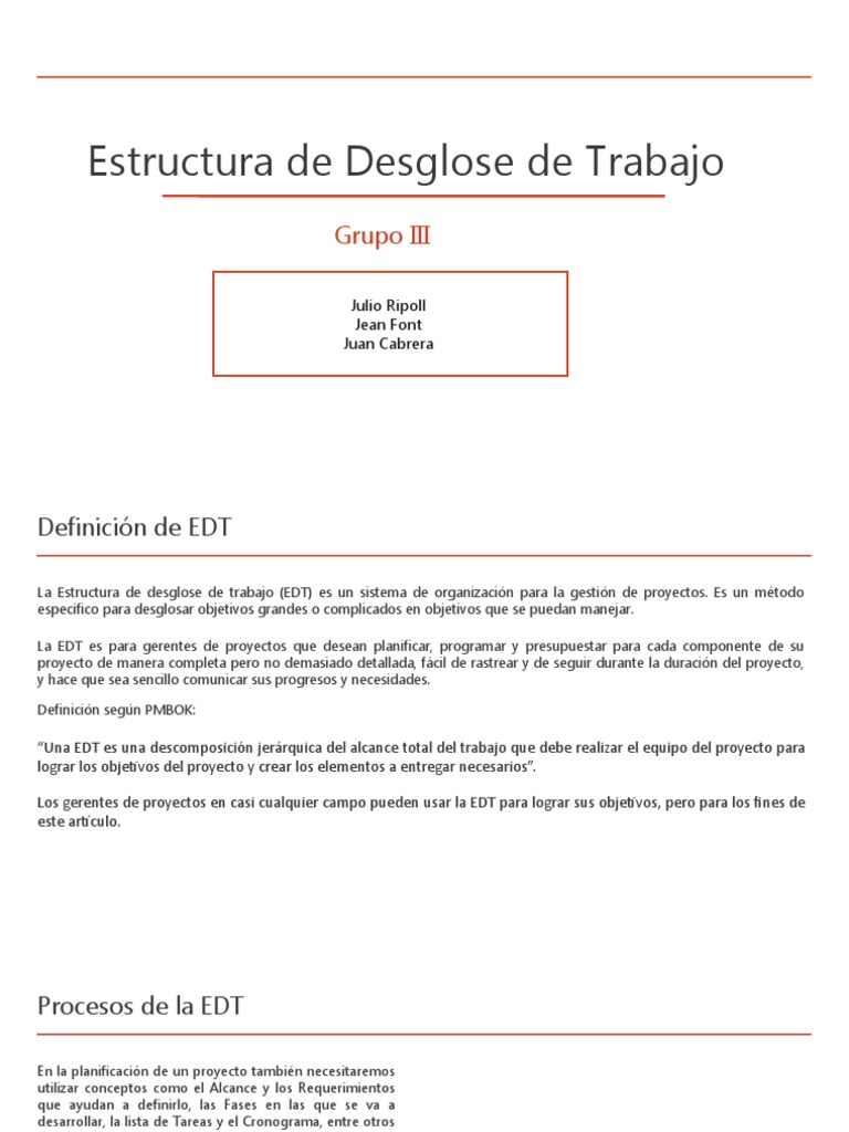 Estructura de Desglose de Trabajo | PDF