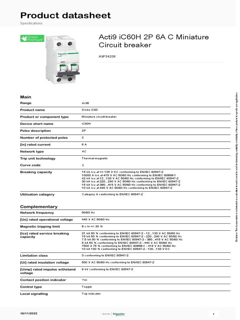 Acti9 Ic60 - A9F54206 | Download Free PDF | Alternating Current | Electricity