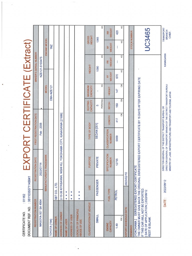Vehicle Documents | PDF