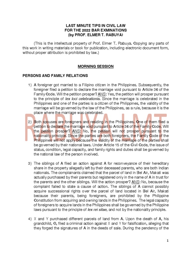 Rabuya LMT 2022 Part 1 | PDF | Law