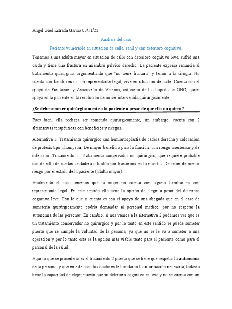 Análisis Del Caso - Angel Gael Estrada García | PDF | Cirugía ...