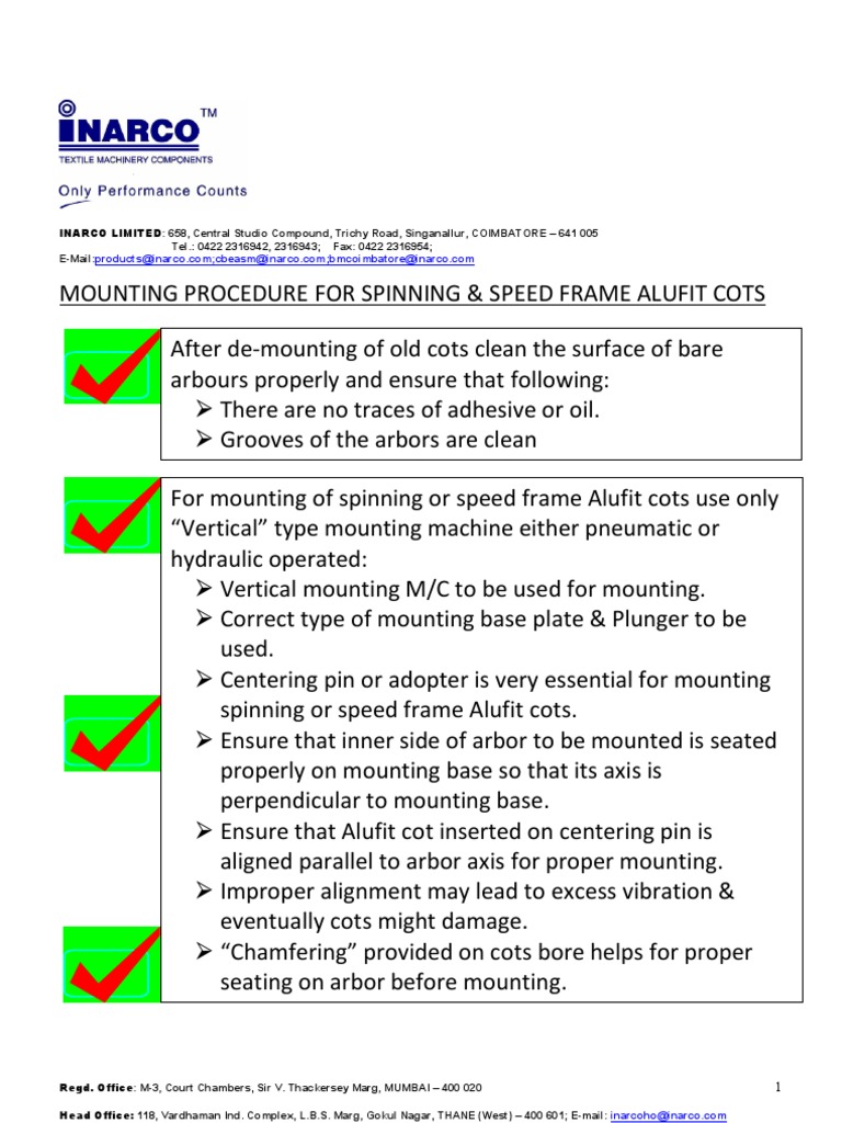 Alufit Cot Mounting Procedure | PDF | Technology & Engineering