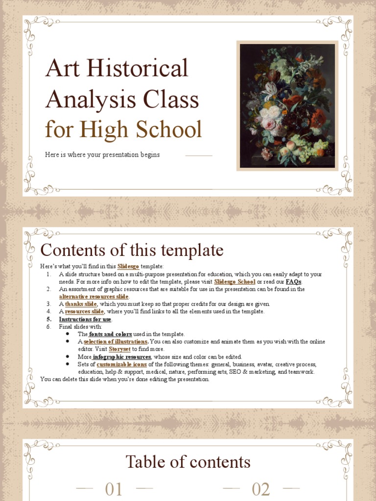 Art Historical Analysis Class For High School by Slidesgo | PDF