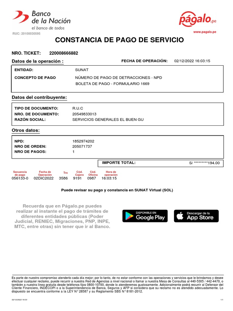 Pago Det FT E001-39 | PDF