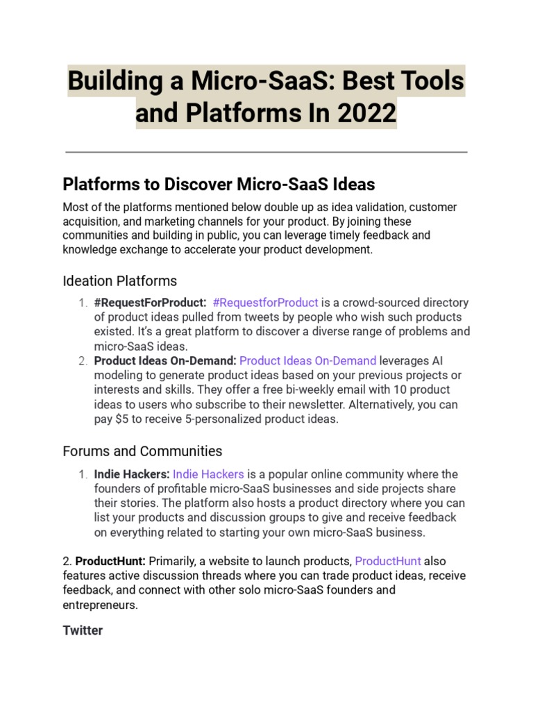 Building A Micro-SaaS | PDF | Small Business & Entrepreneurs | Startup Company