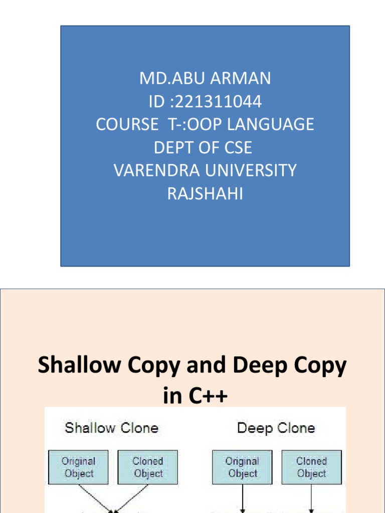 Shallow vs Deep Copy in C++ | PDF | Constructor (Object Oriented ...