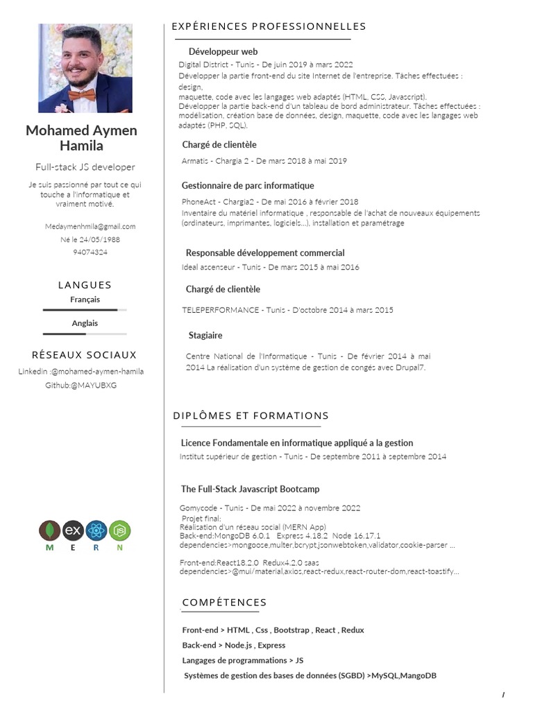CV de Mohamed Aymen Hamila | PDF | Informatique | Internet