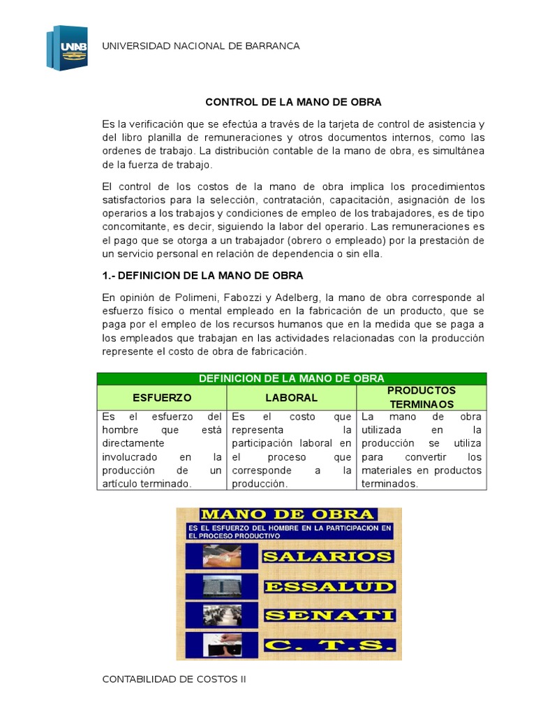 Control y Costos de Mano de Obra | PDF | Salario | Pieza de trabajo