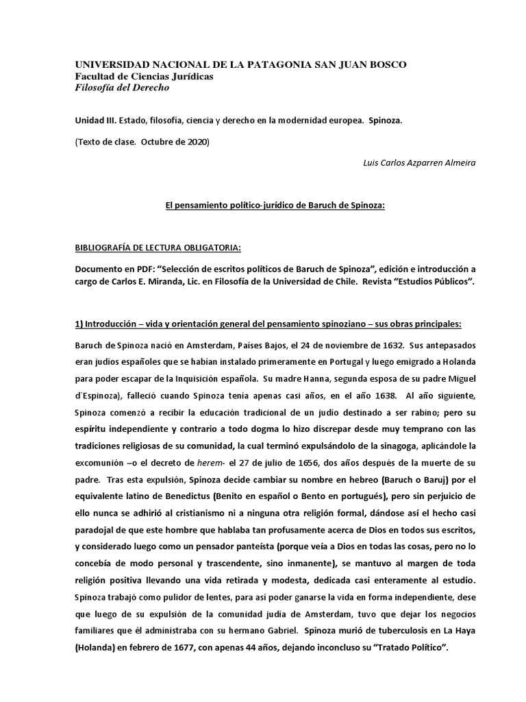 Pensamiento de Baruch de Spinoza | PDF | Baruch Spinoza | Existencia
